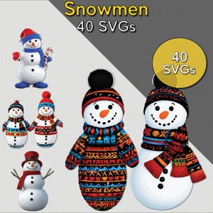 Snowman SVG Clipart Set: 40 Winter Graphics | Instant Download for ...