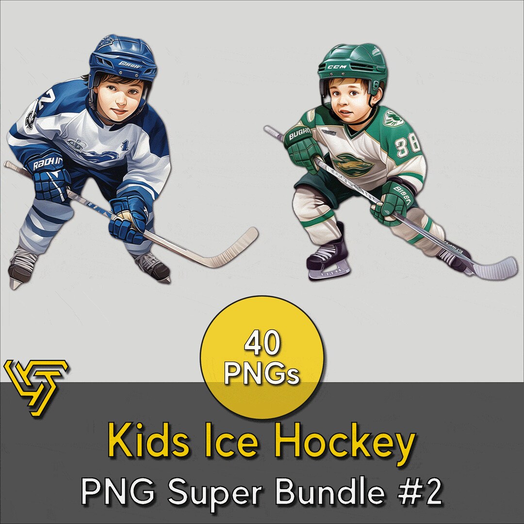 Kids Ice Hockey Clipart Bundle #2 | PNG Bundle | Instant Download | 40 ...