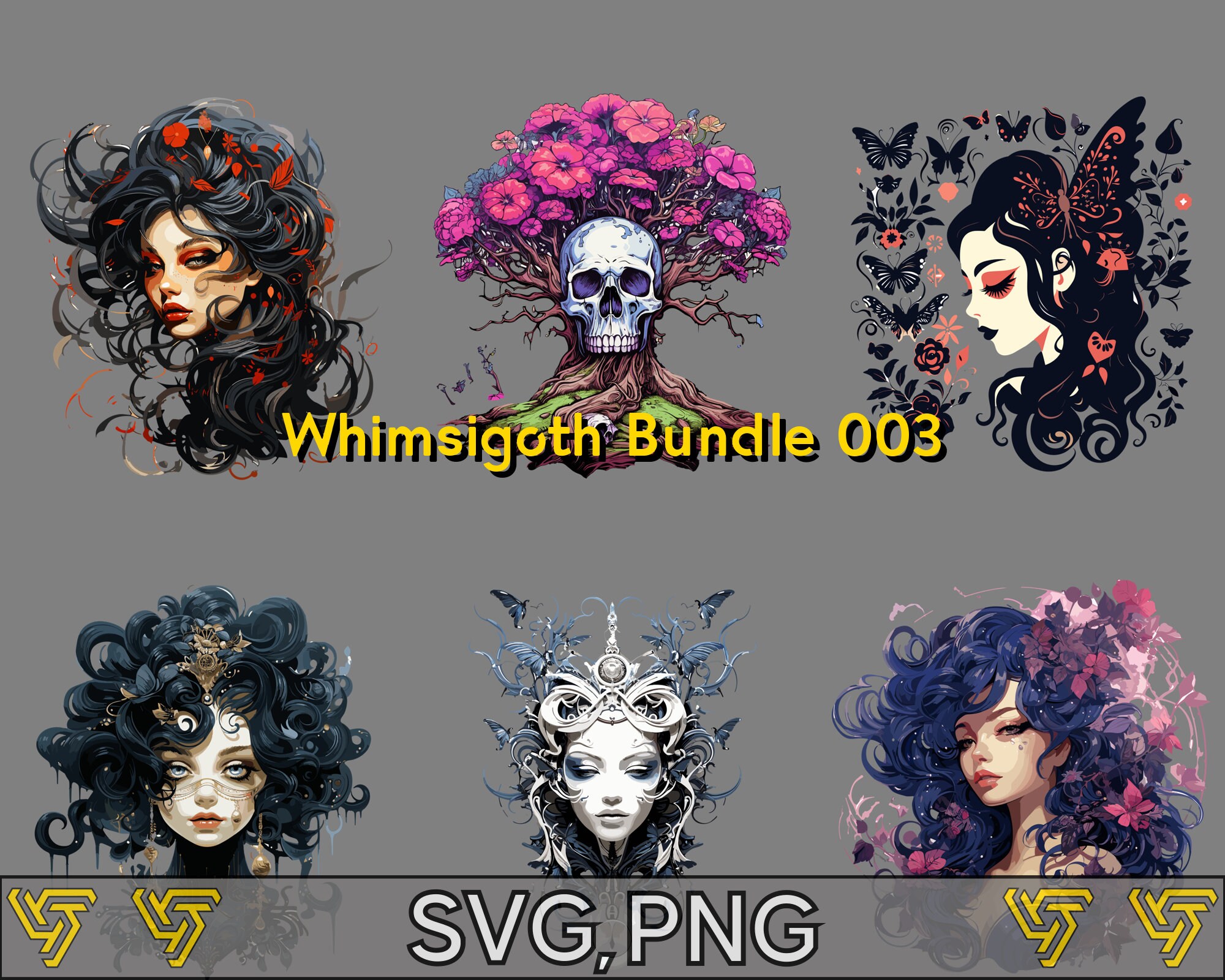 Whimsigoth Clipart Bundle 003 6 PNG and 6 SVG Instant - Etsy