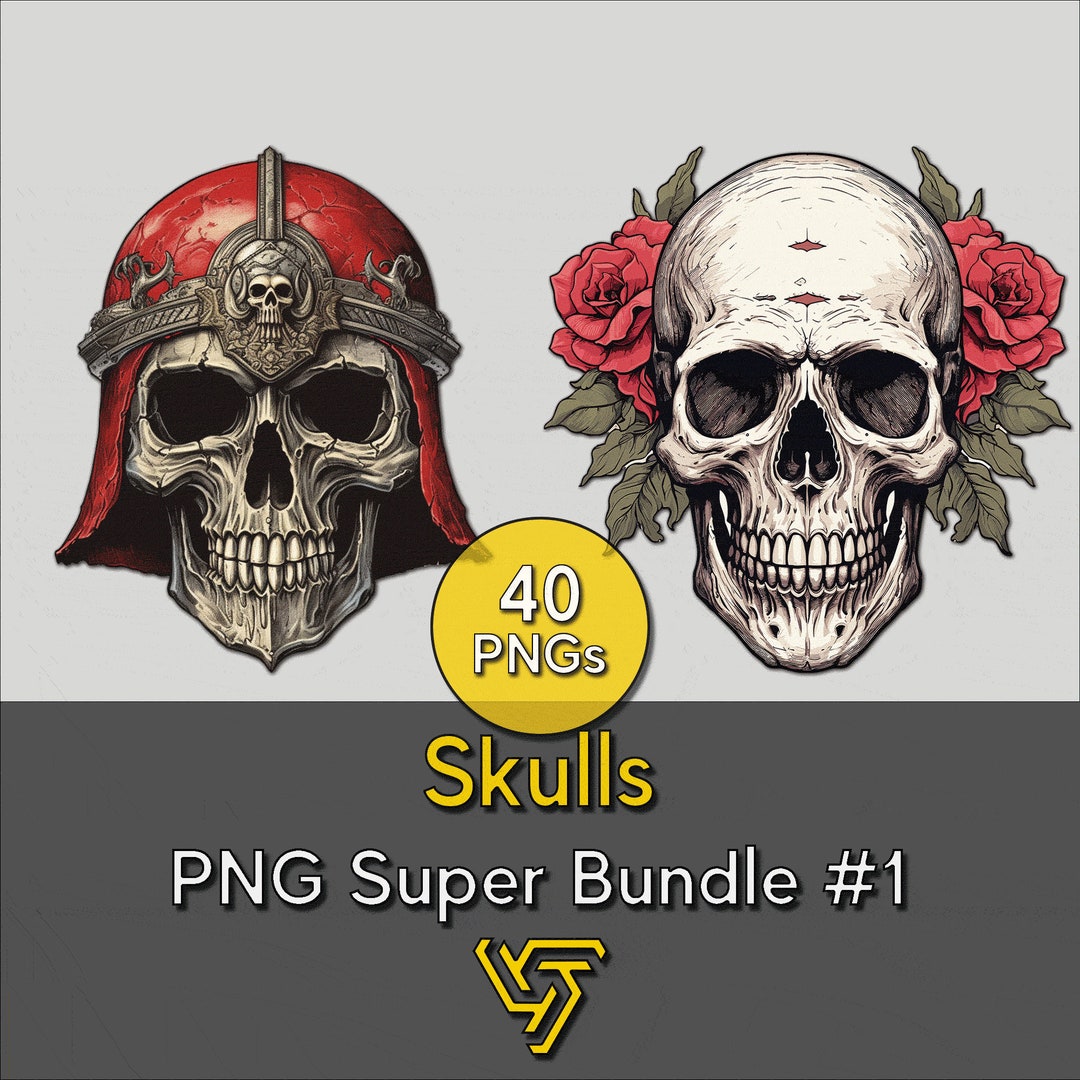 Skull Clipart PNG Bundle – 40 Halloween Graphics (digital Download) - Etsy