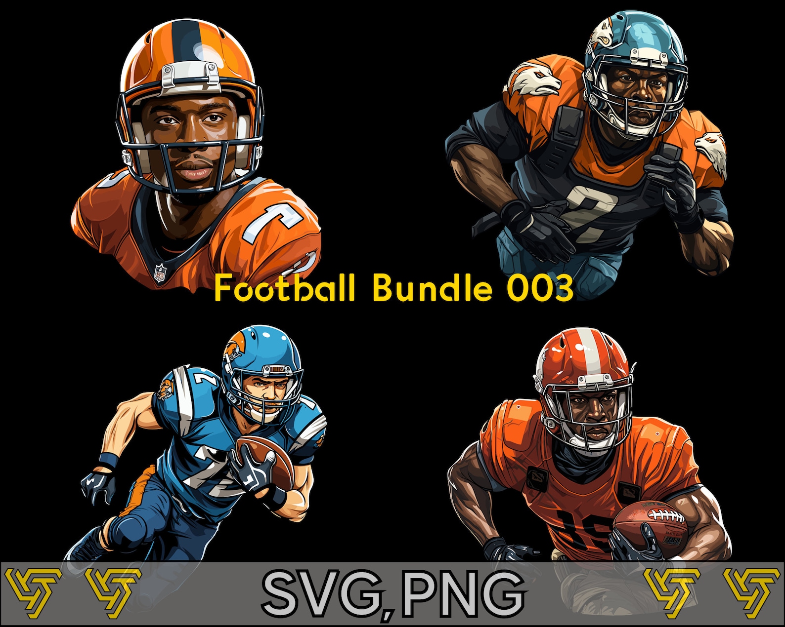 Football Clipart Bundle 003 | 8 Designs in Each Football SVG Bundle and ...