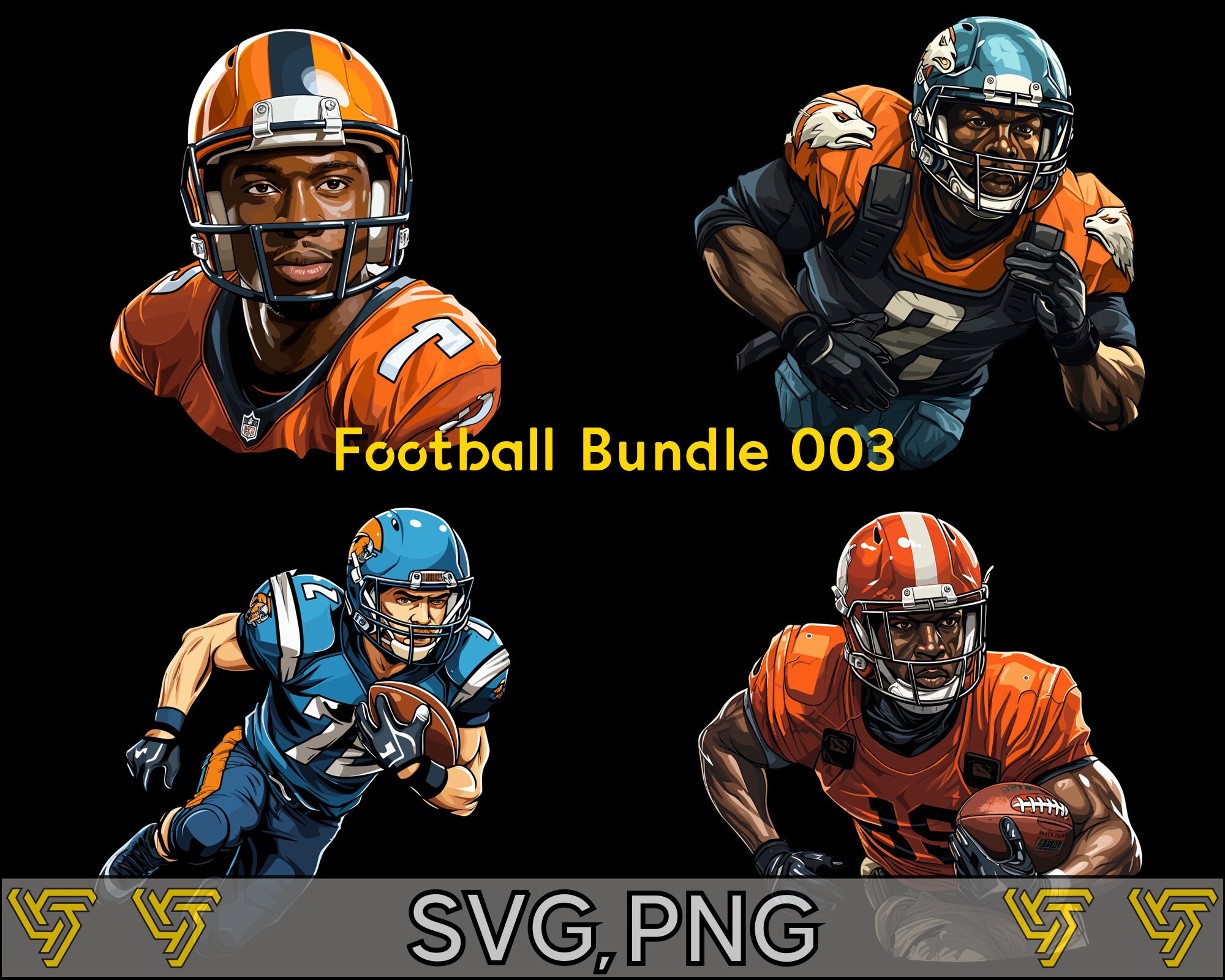 Football Clipart Bundle 003 | 8 Designs in Each Football SVG Bundle and ...