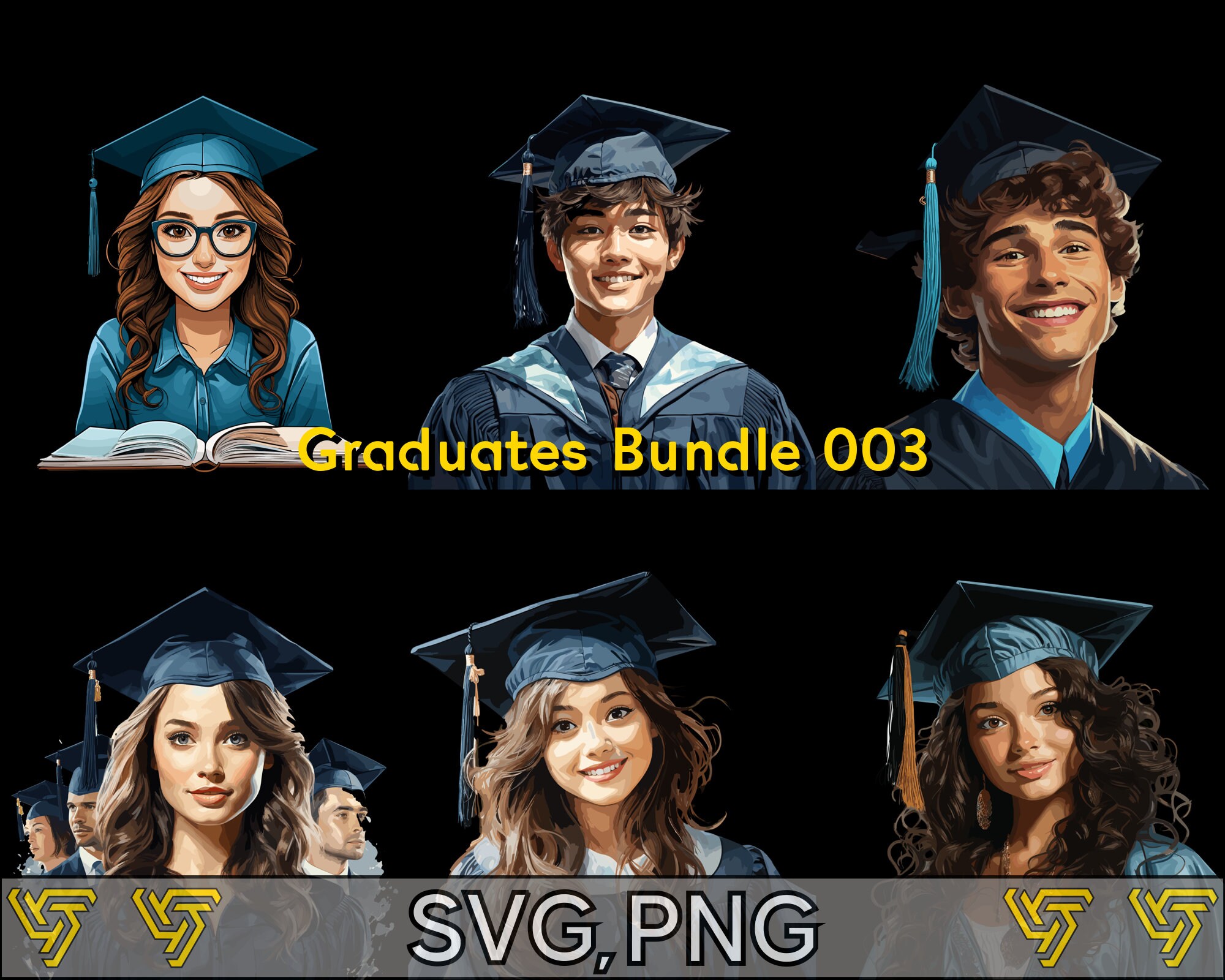 Student/graduate Clipart Bundle 003 6 PNG and 6 SVG Instant - Etsy