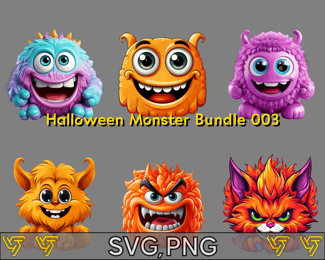 Halloween Monster Clipart Bundle 003 With 6 Designs in Our SVG Bundle ...