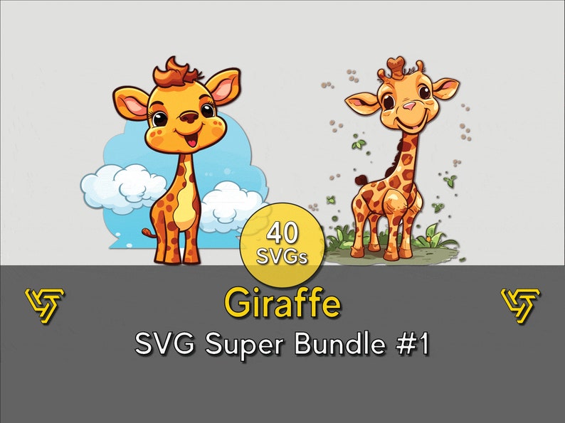 Cute Giraffe SVG Clipart Bundle - 40 Unique Designs - Etsy