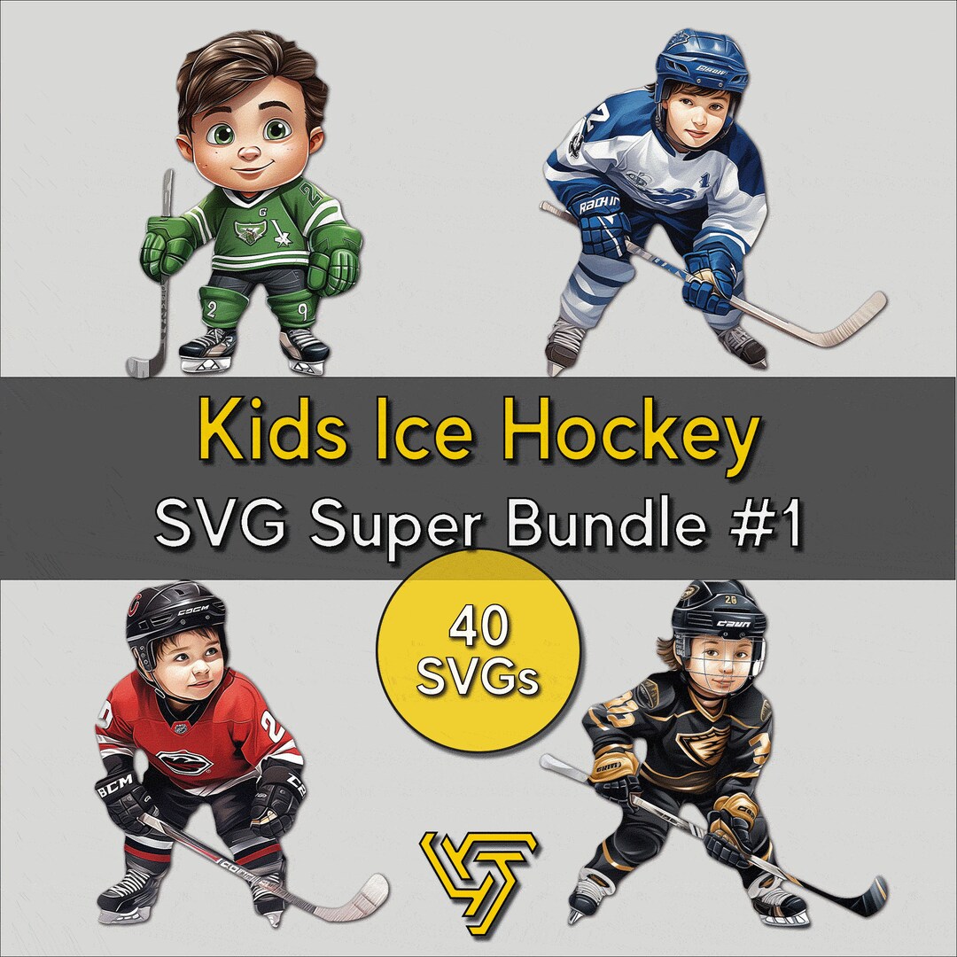 Kids Ice Hockey Clipart Bundle #1 | SVG Bundle | Instant Download | 40 ...