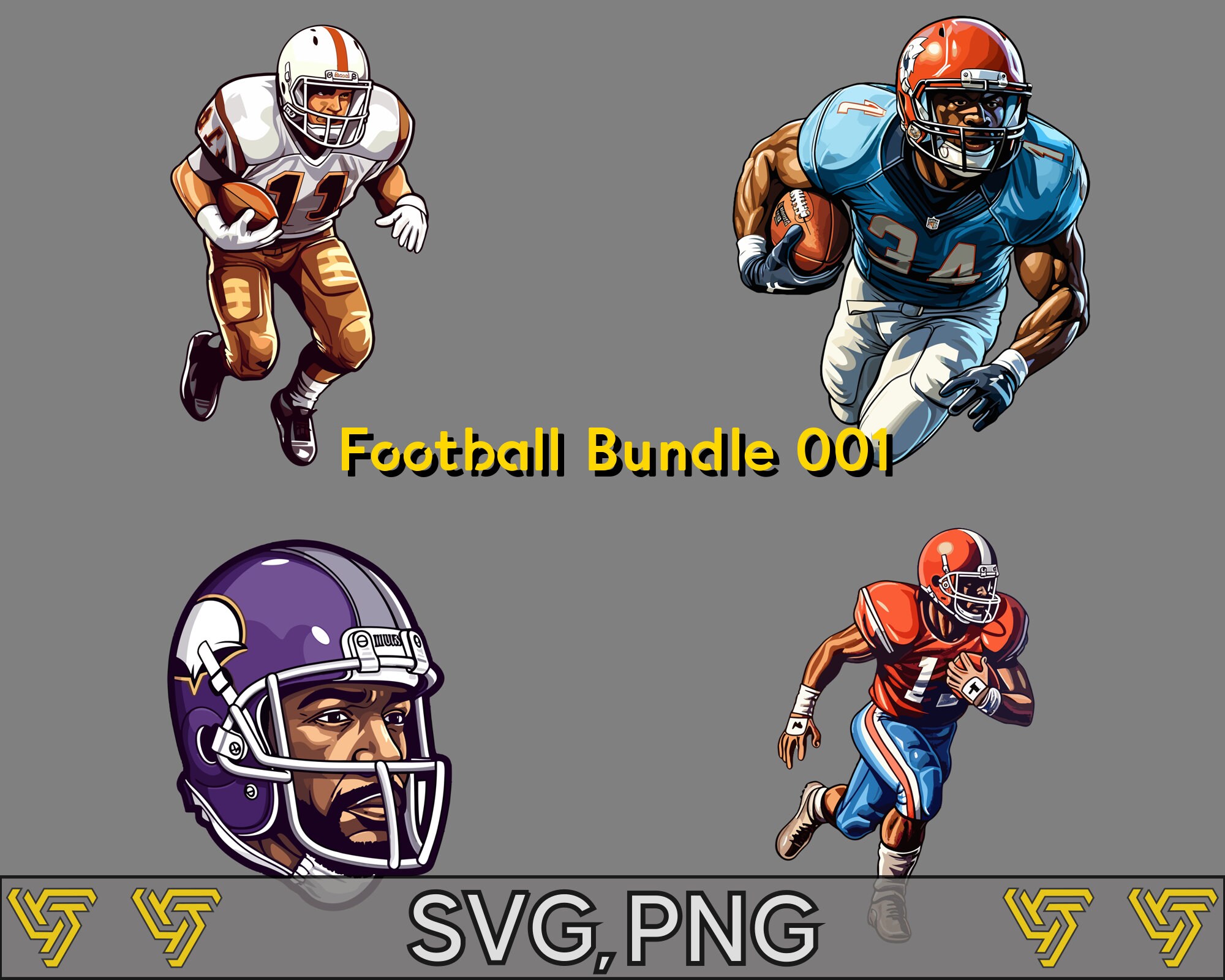 Football Clipart Bundle 001 | 8 Designs in Each Football SVG Bundle and ...