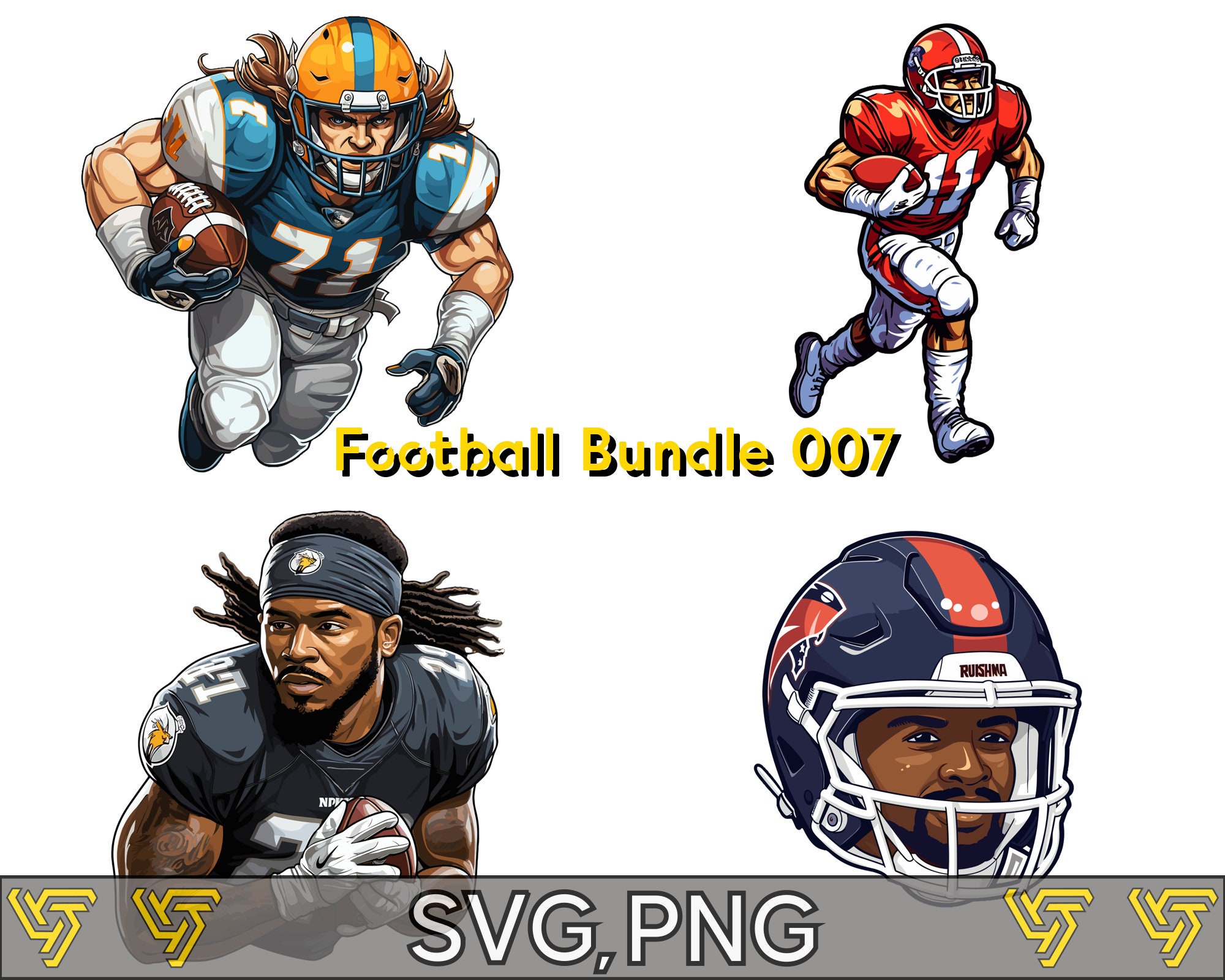 Football Clipart Bundle 007 | 8 Designs in Each Football SVG Bundle and ...