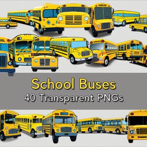 40 Fun School Buses PNG Clipart Bundle #1 | 300 DPI Transparent Pngs ...