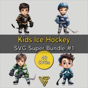 Kids Ice Hockey Clipart Bundle #1 | SVG Bundle | Instant Download | 40 ...