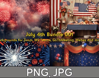 July 4th Instant Digital Download Bundle 002 - 4 Backgrounds in JPG ...