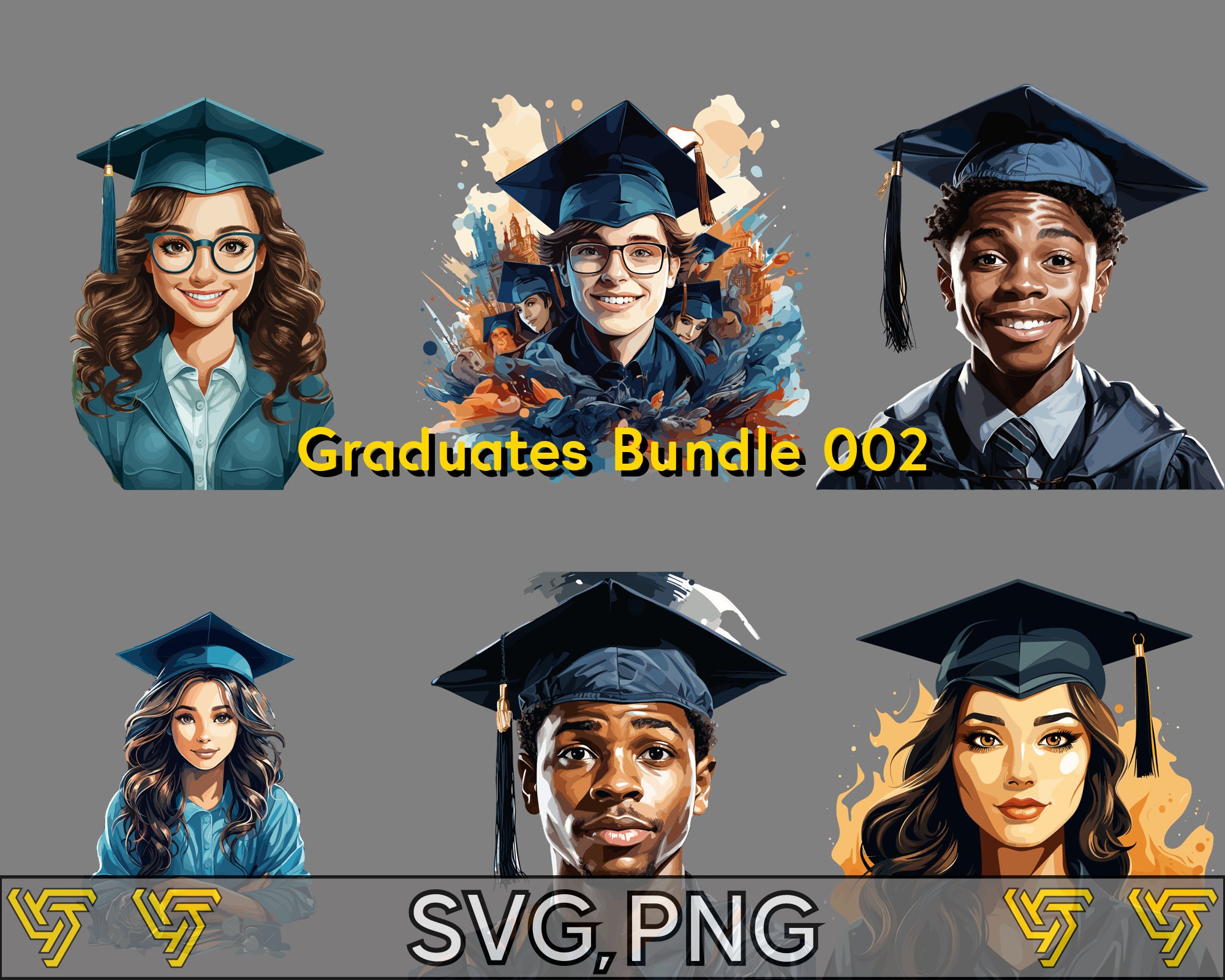 Student/graduate Clipart Bundle 002 6 PNG and 6 SVG Instant Downloads ...