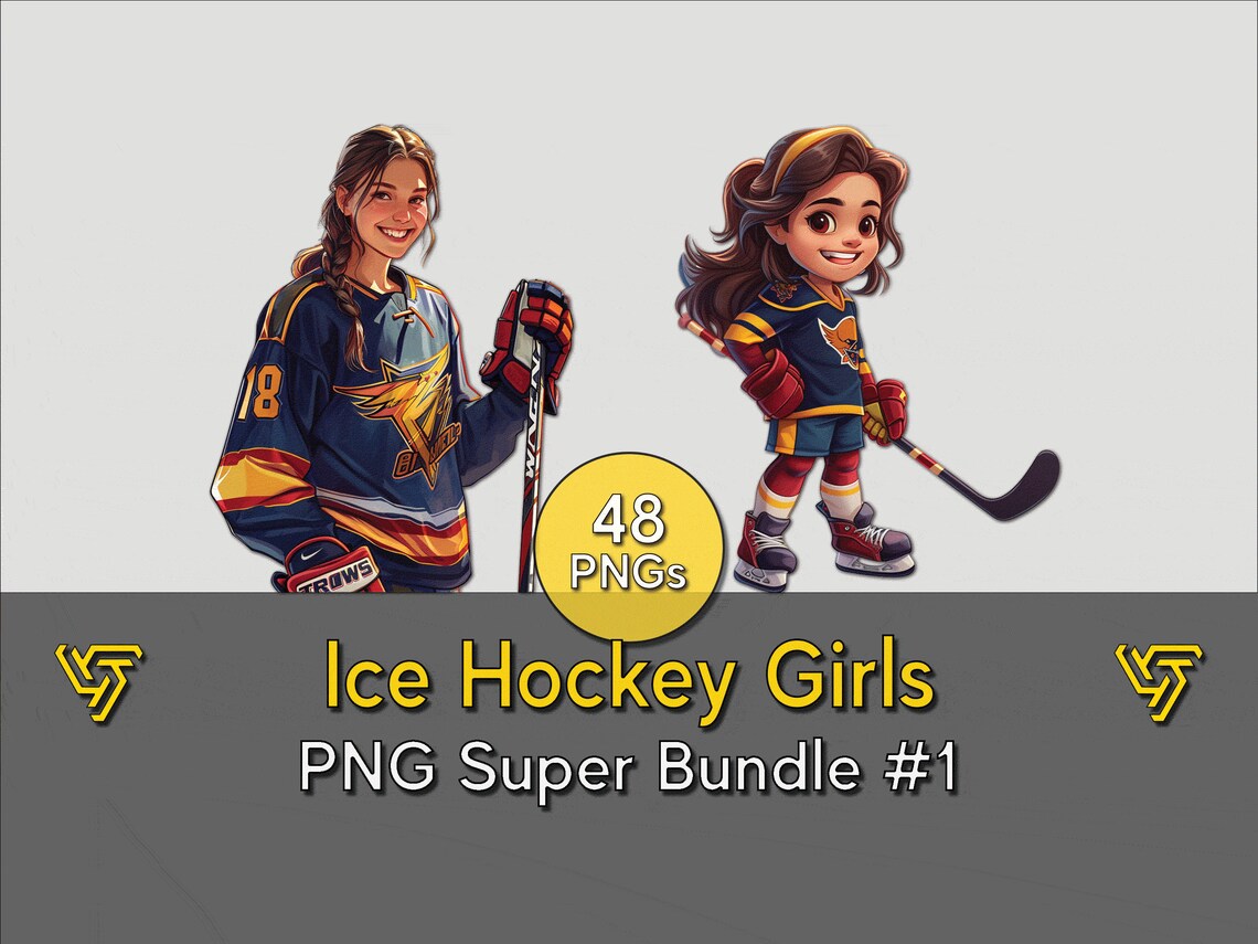 Ice Hockey Girls Clipart Bundle #1 - Instantly Download Your Ice Hockey ...