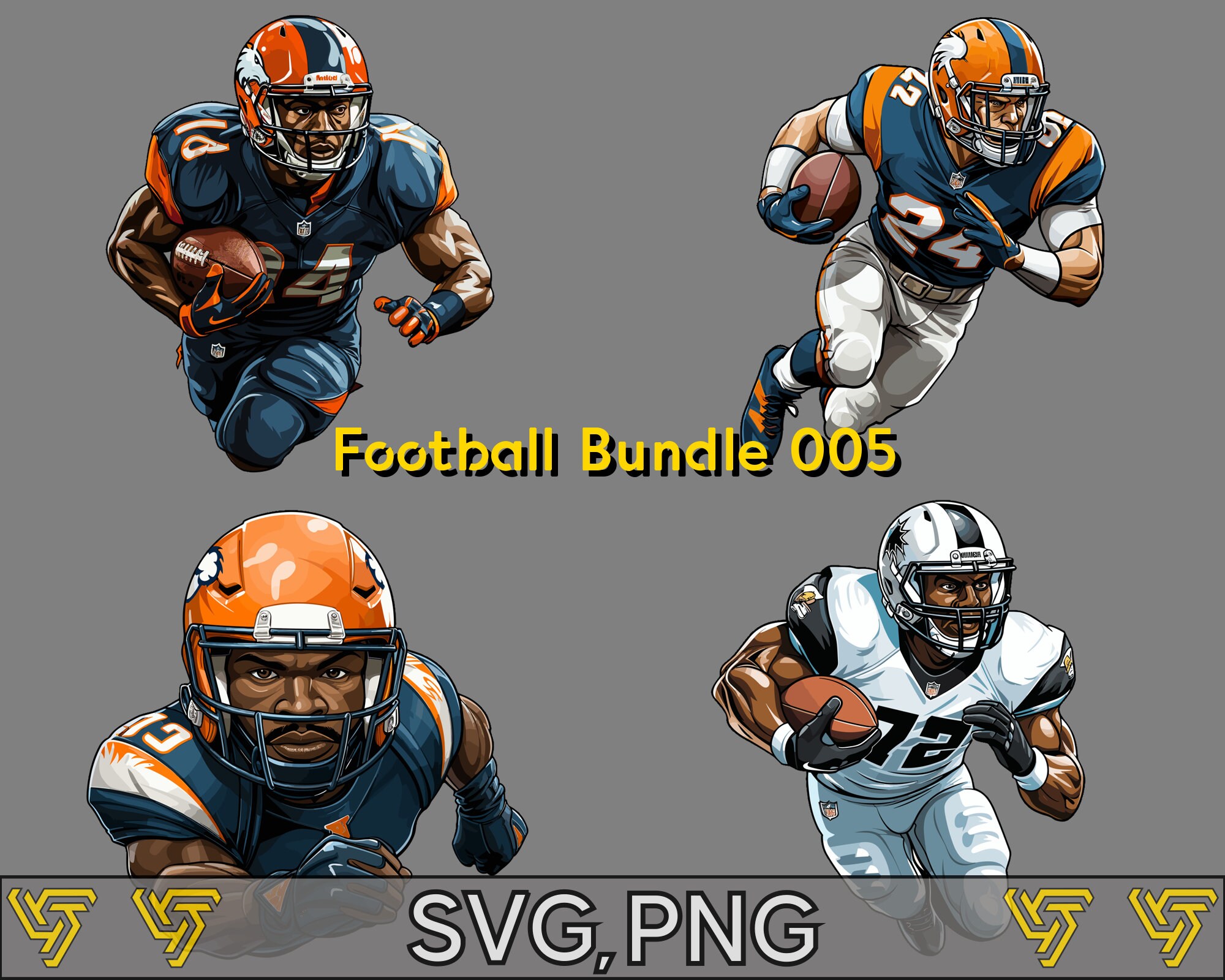 Football Clipart Bundle 005 | 8 Designs in Each Football SVG Bundle and ...