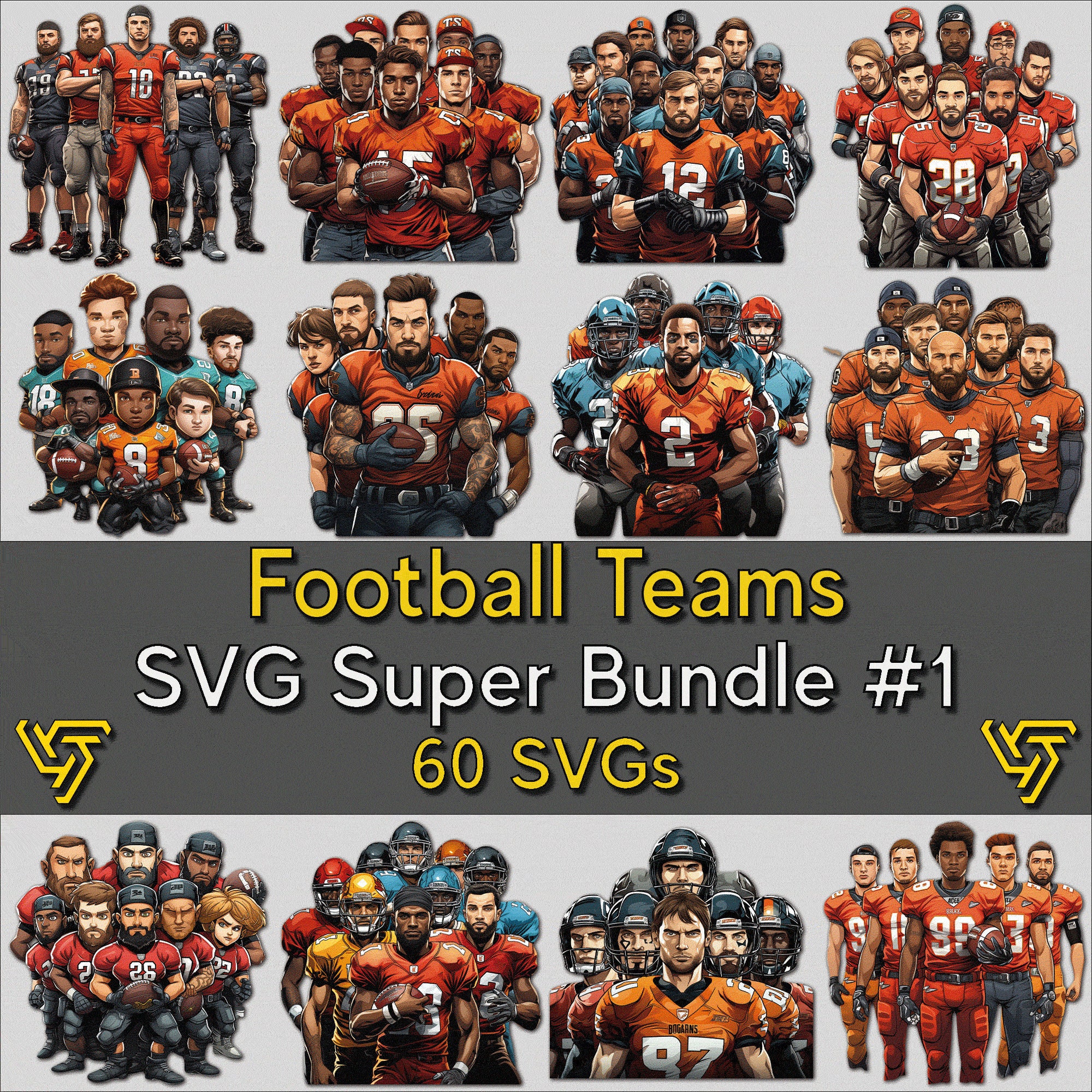 Football Teams Clipart Super Bundle 001 SVG Bundle Instant - Etsy