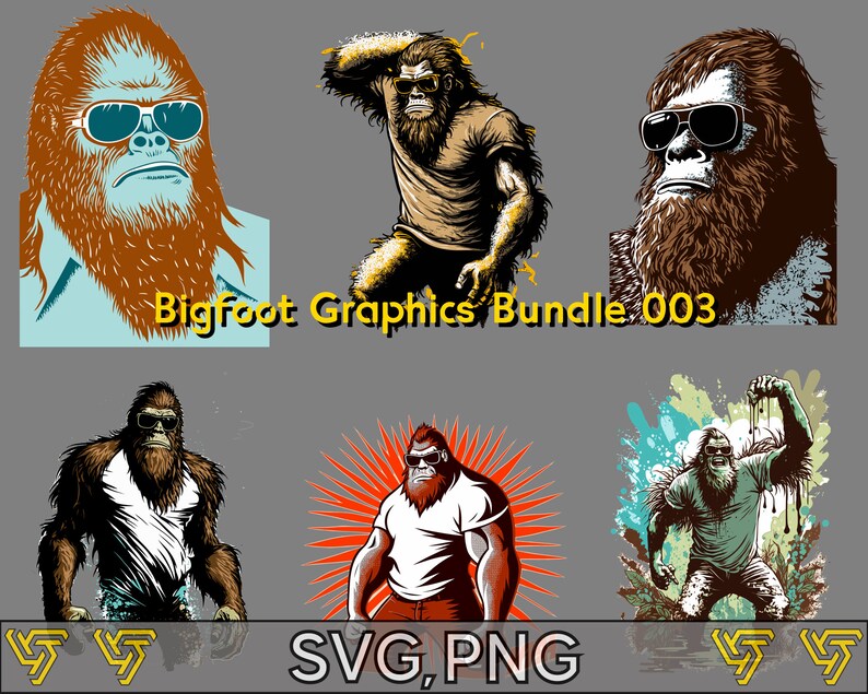 Bigfoot Clipart Bundle 003 | PNG & SVG Instant Downloads | for T-shirts ...