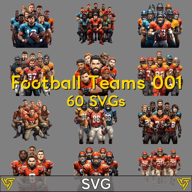 Football Teams Clipart Super Bundle 001 | SVG Bundle | Instant Download ...