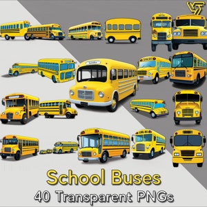 40 Fun School Buses PNG Clipart Bundle #1 | 300 DPI Transparent Pngs ...