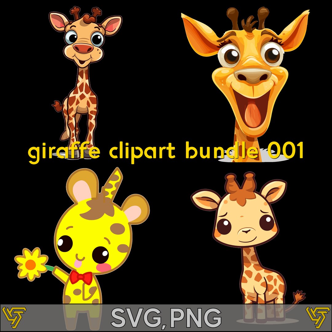 SVG & PNG Giraffe Clipart Bundle 001 the Ultimate Crafting Companion ...