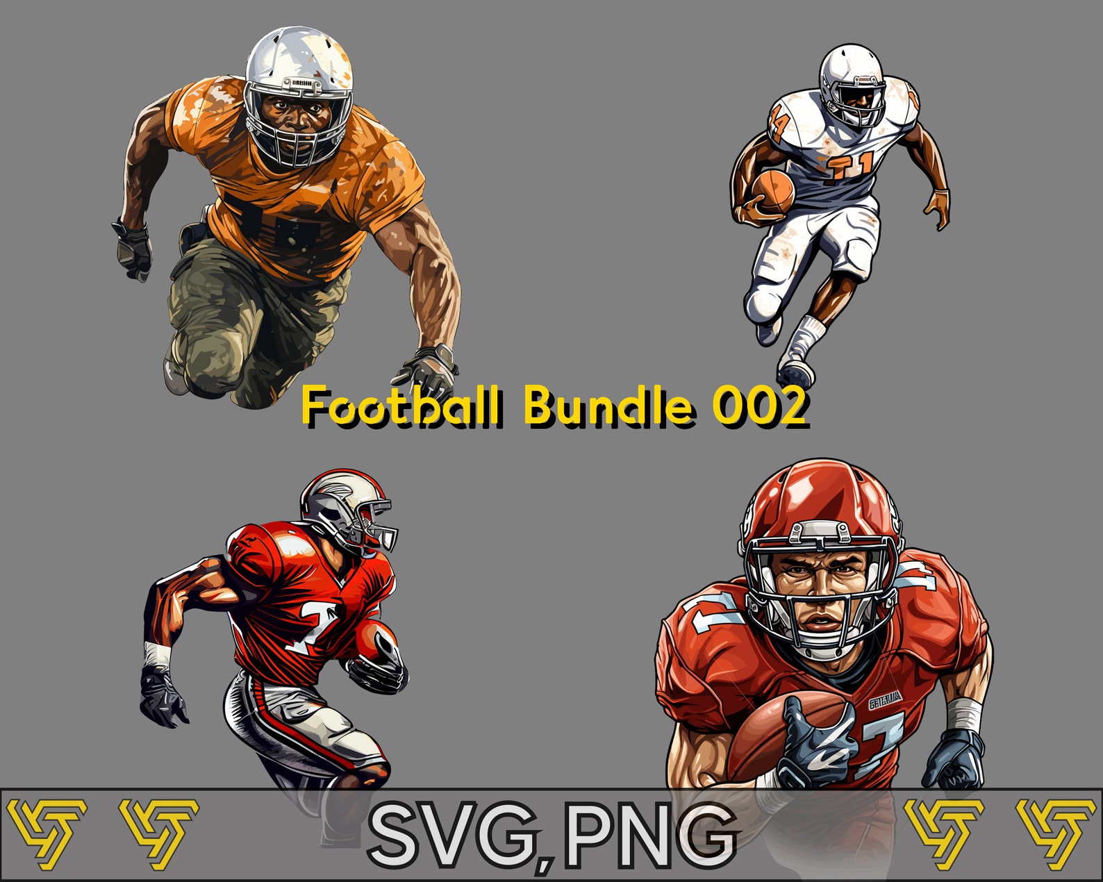 Football Clipart Bundle 002 | 8 Designs in Each Football SVG Bundle and ...