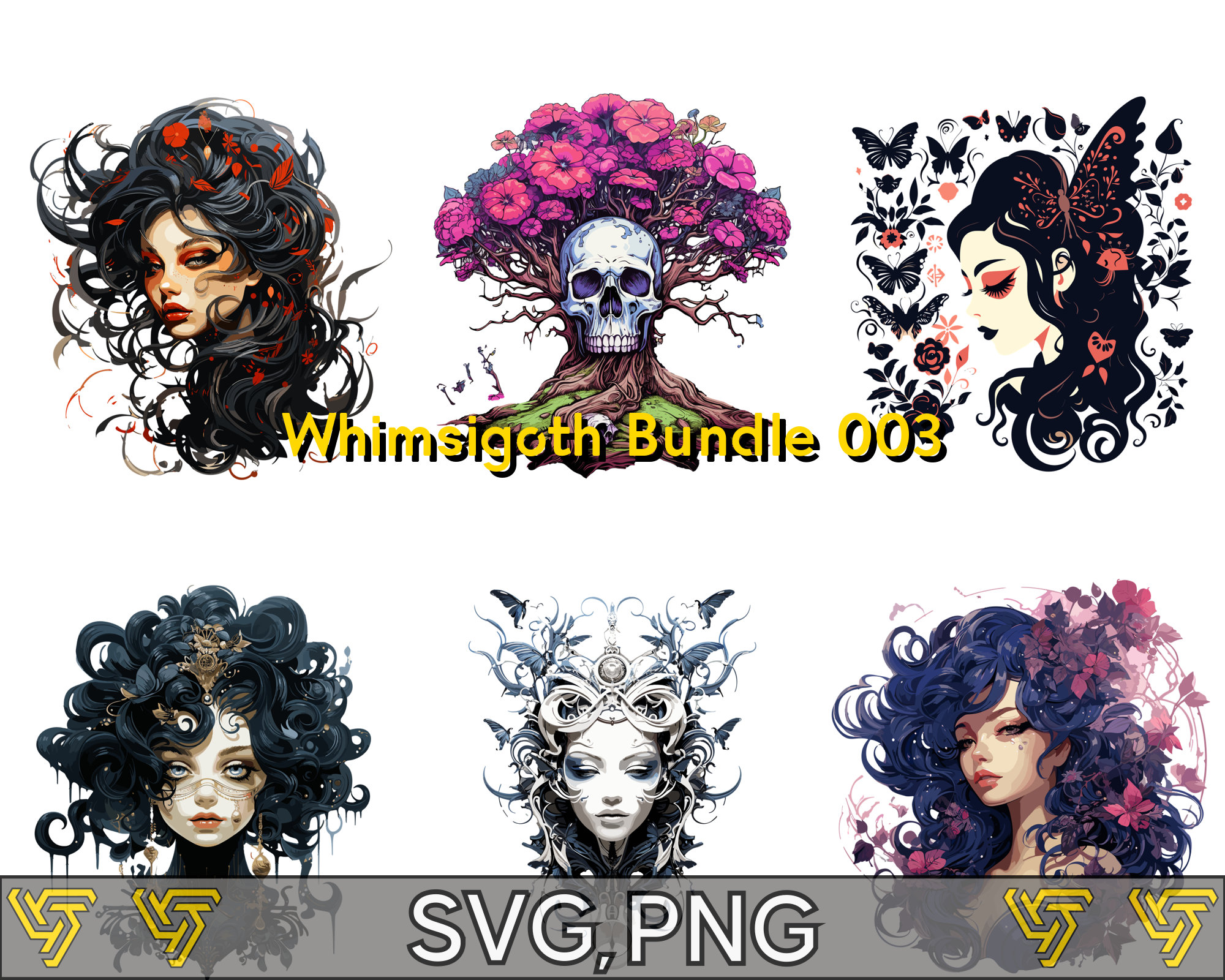 Whimsigoth Clipart Bundle 003 6 PNG and 6 SVG Instant - Etsy