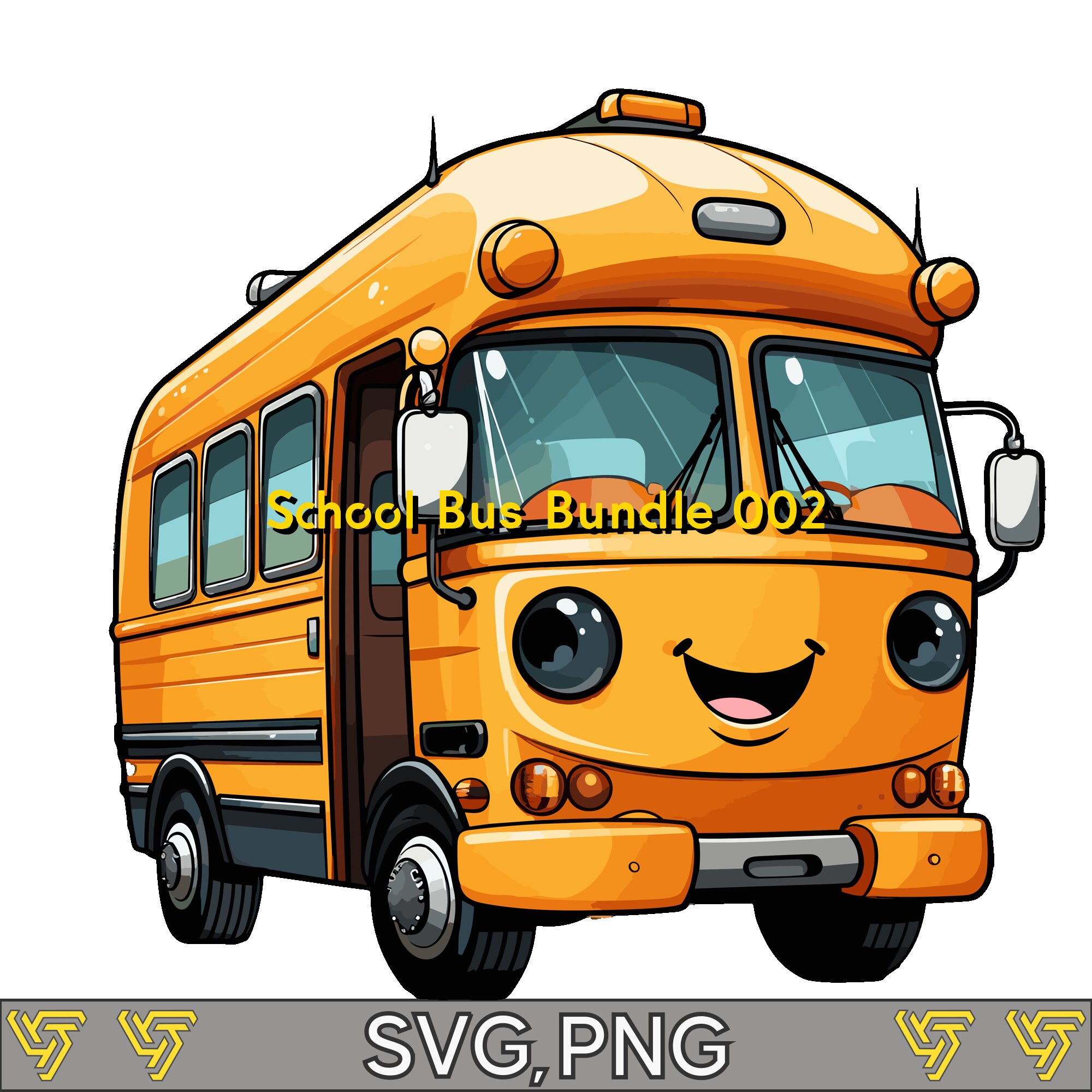Colorful School Bus SVG Bundle 002 : 6 Designs Transparent Pngs for ...