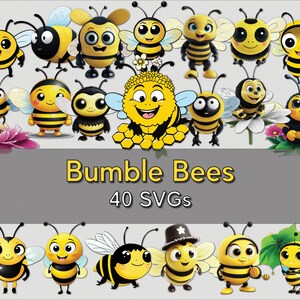 Bee-utiful Bumble Bees SVG Clipart Bundle #1 | Instant Download | 40 Designs - Etsy