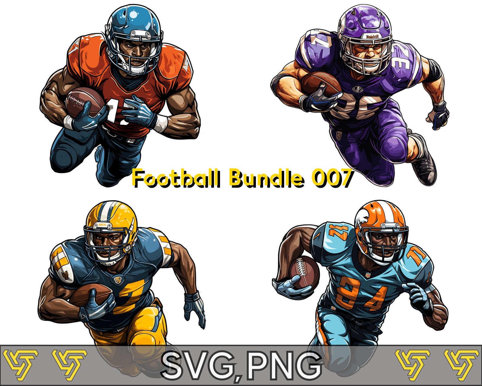 Football Clipart Bundle 007 | 8 Designs in Each Football SVG Bundle and ...