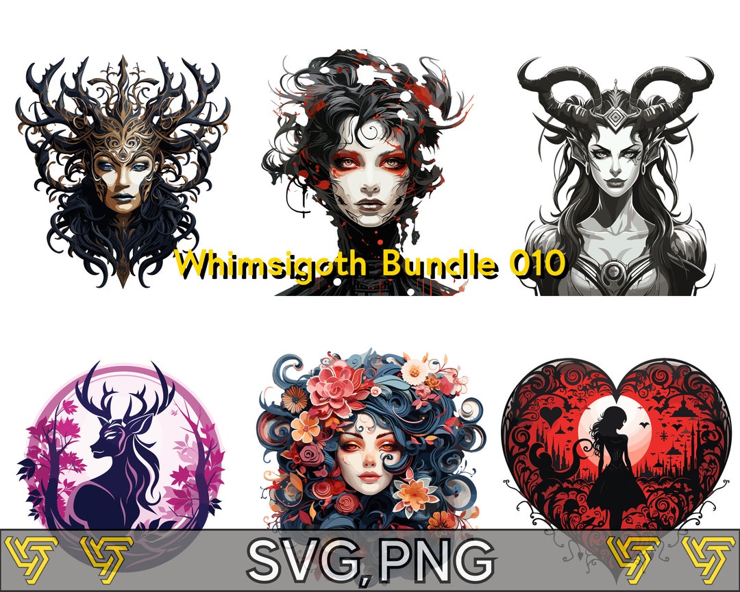 Whimsigoth Clipart Bundle 010 | 6 PNG and 6 SVG Instant Downloads | for ...