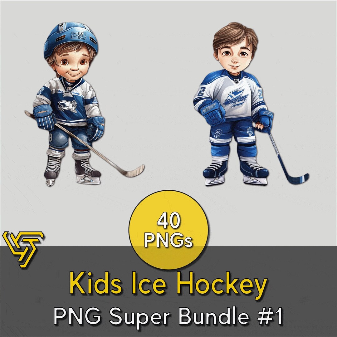 Kids Ice Hockey Clipart Bundle #1 | PNG Bundle | Instant Download | 40 ...