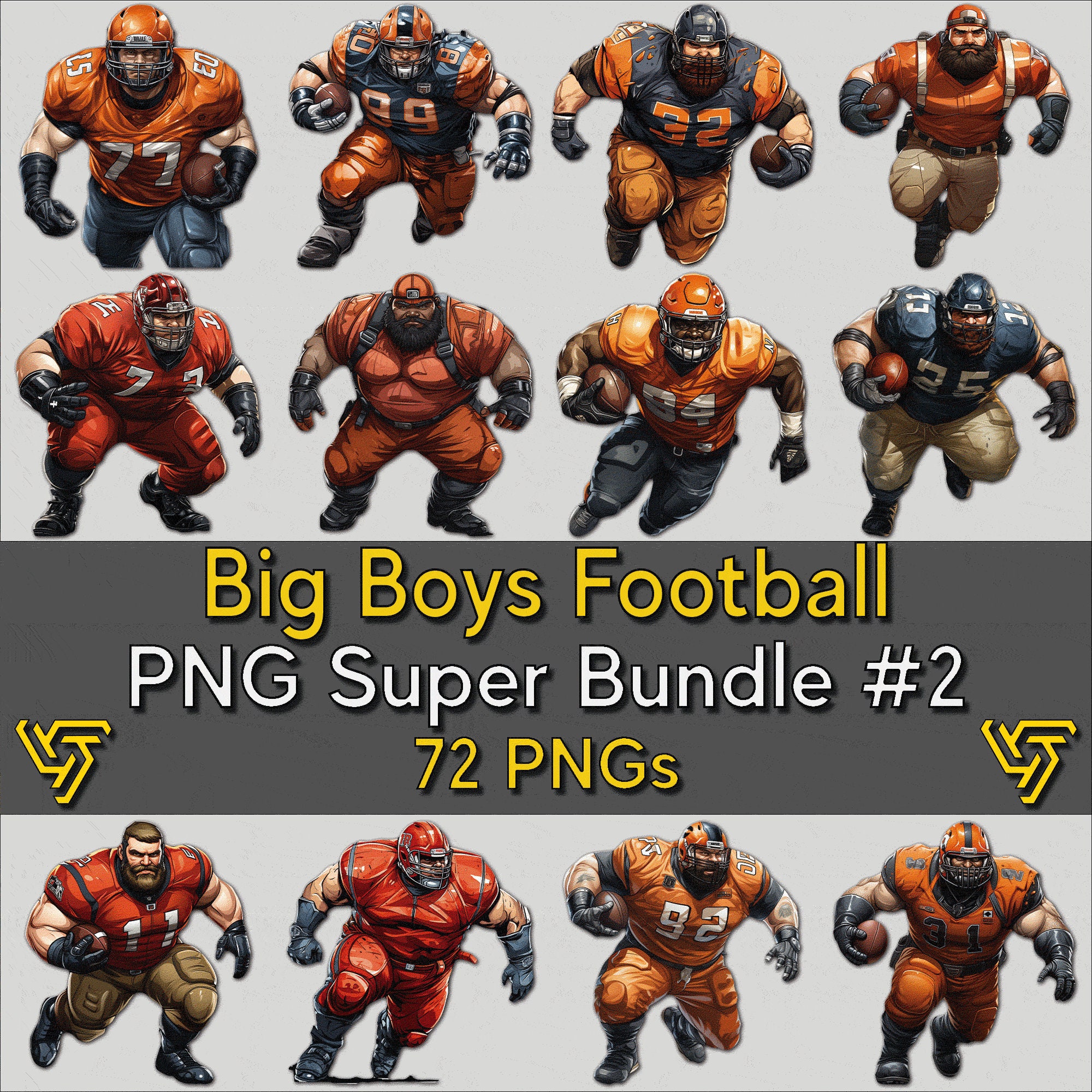 Big Boys Football Clipart Bundle #2 | Instantly Download Our Football ...