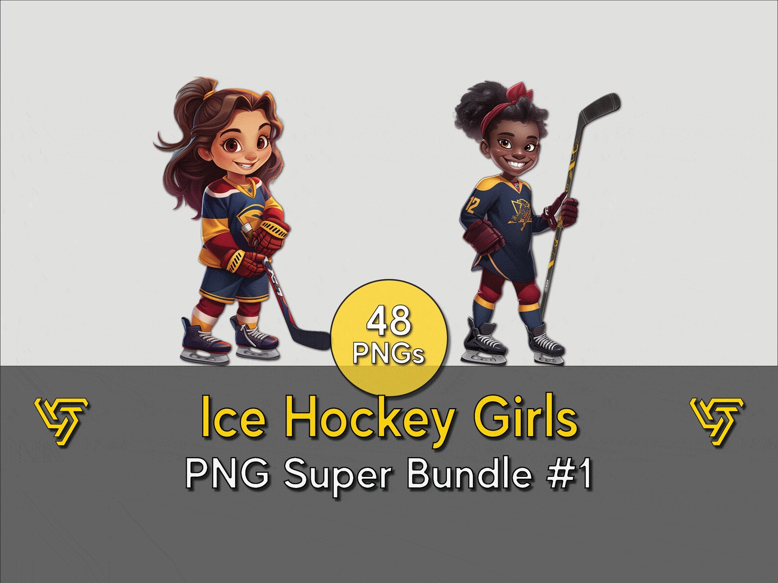 Ice Hockey Girls Clipart Bundle #1 - Instantly Download Your Ice Hockey ...