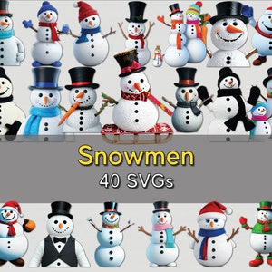 Snowman SVG Clipart Set: 40 Winter Graphics | Instant Download for ...