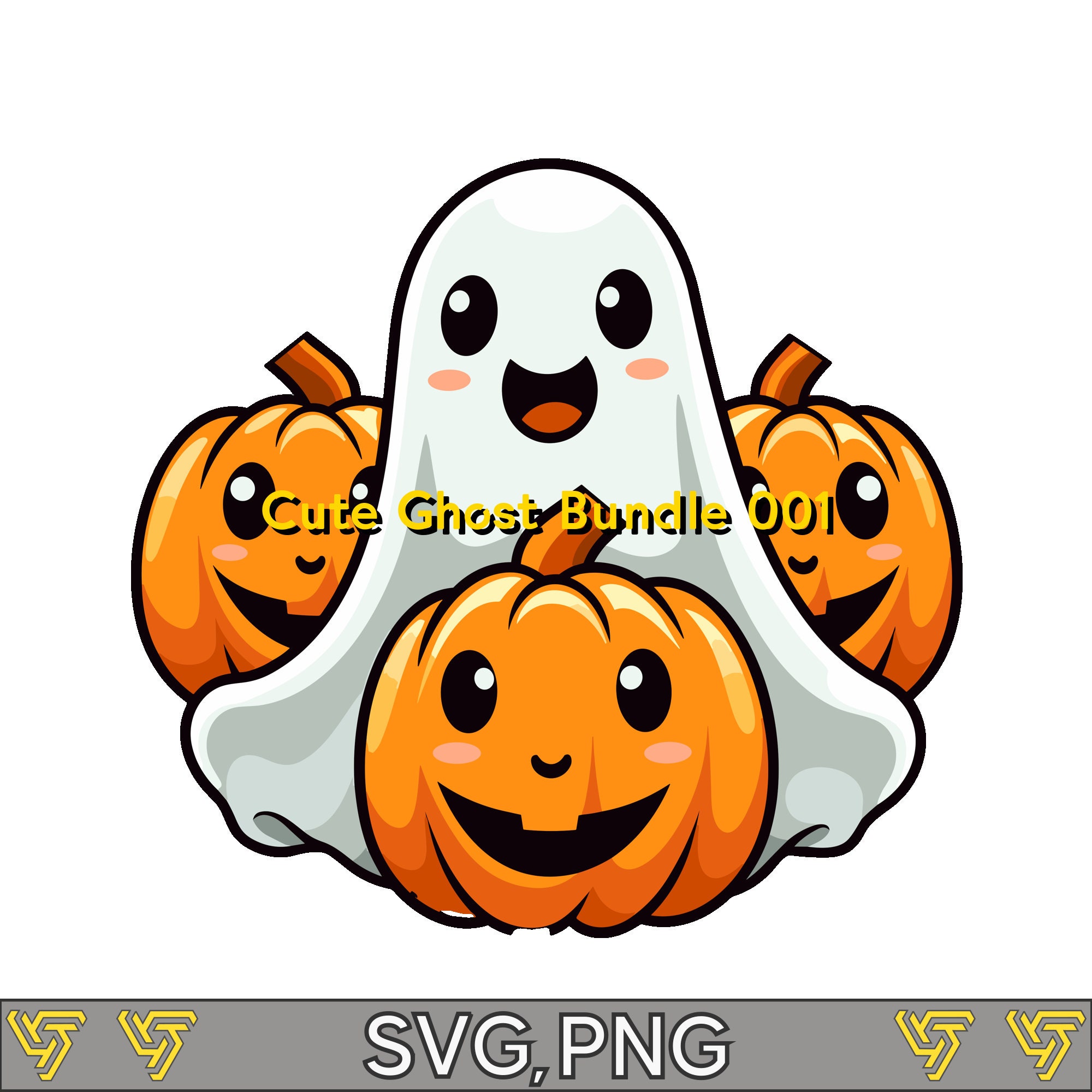 Cute Halloween Ghost Clipart Bundle 001 6 Instant Download - Etsy