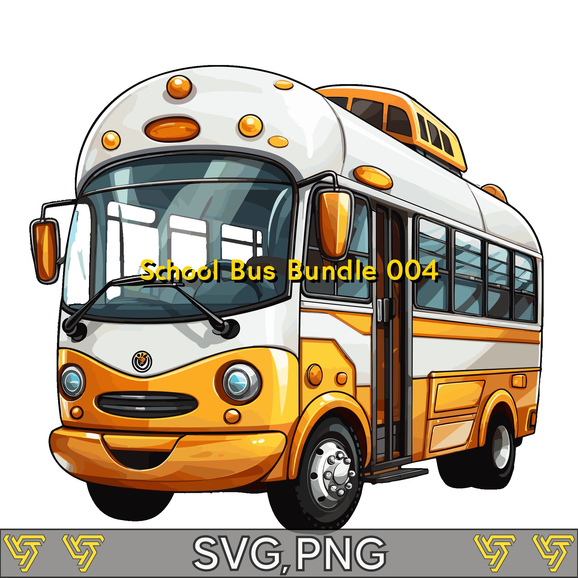 Colorful School Bus SVG Bundle 004 : 6 Designs Transparent Pngs for ...