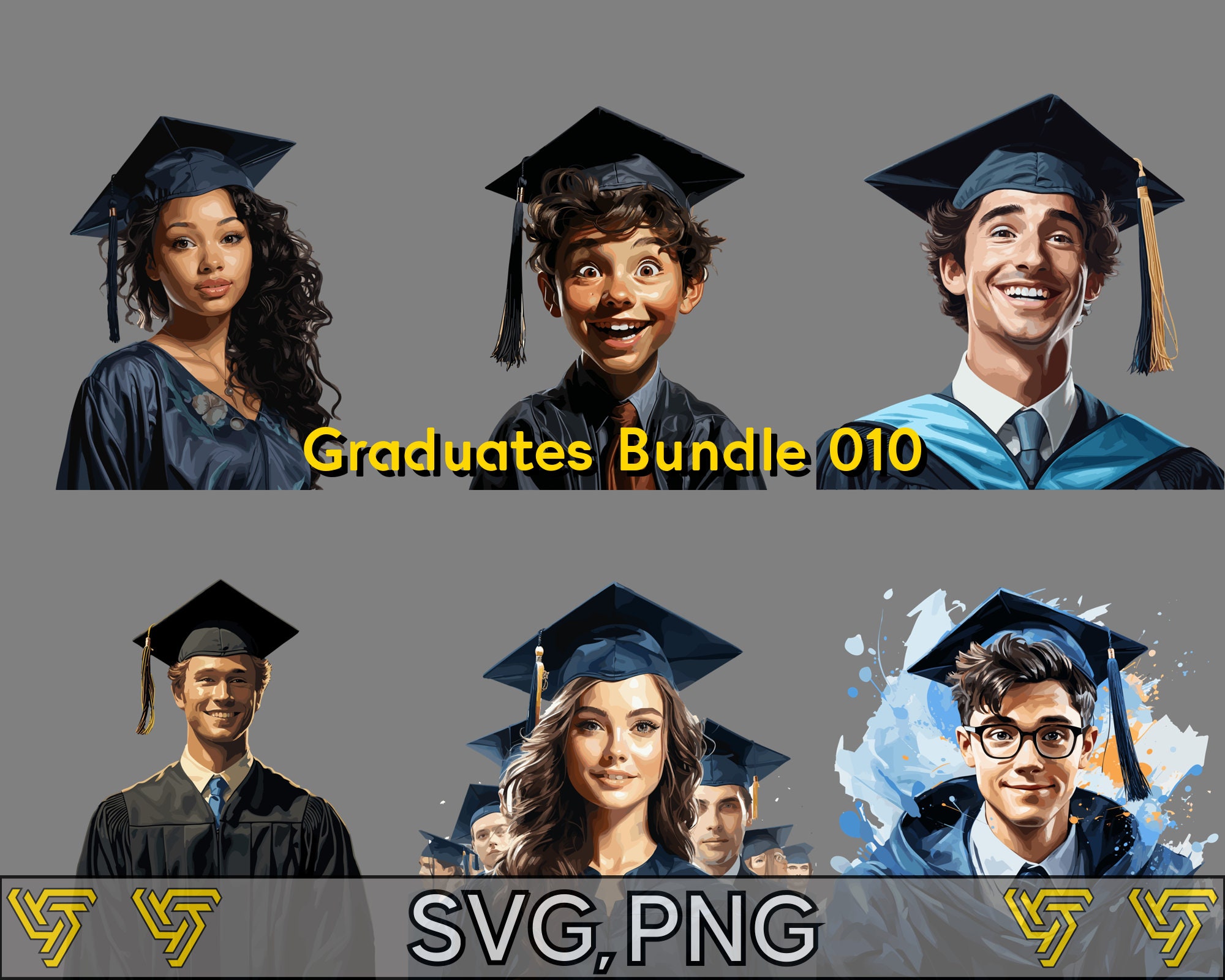 Student/graduate Clipart Bundle 010 6 PNG and 6 SVG Instant - Etsy