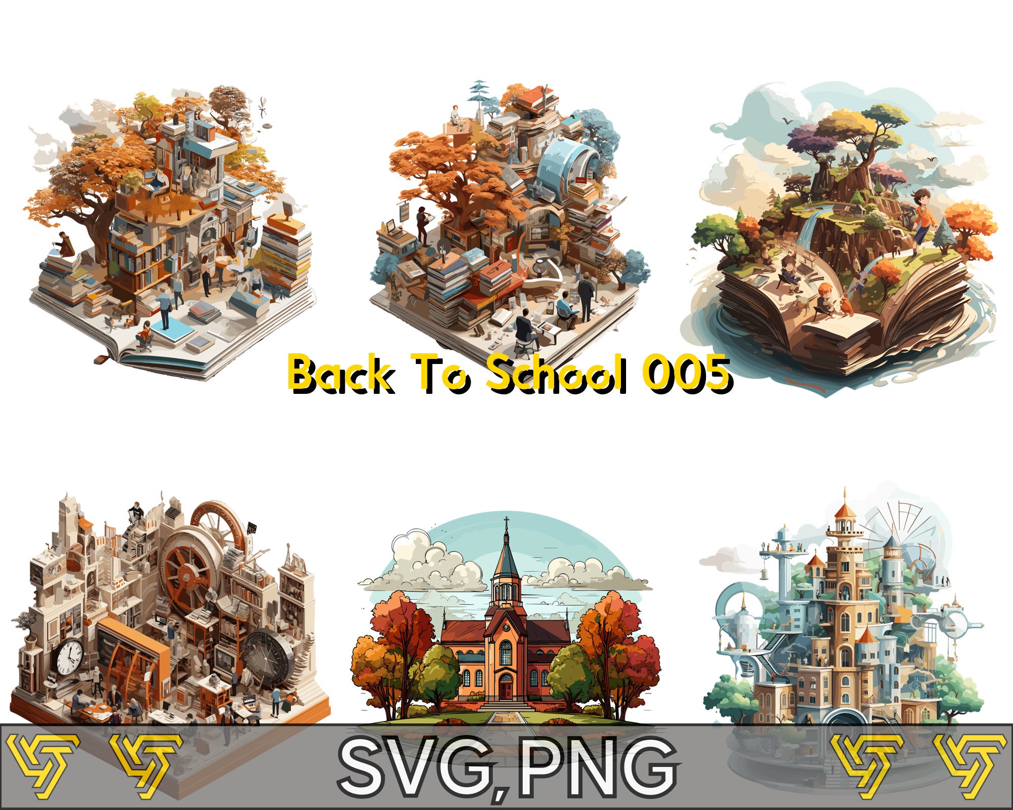 Back to School Clipart Bundle 005 6 PNG and 6 SVG Instant Downloads for ...