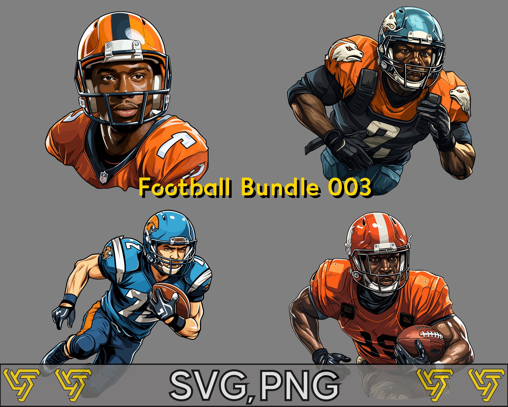Football Clipart Bundle 003 | 8 Designs in Each Football SVG Bundle and ...