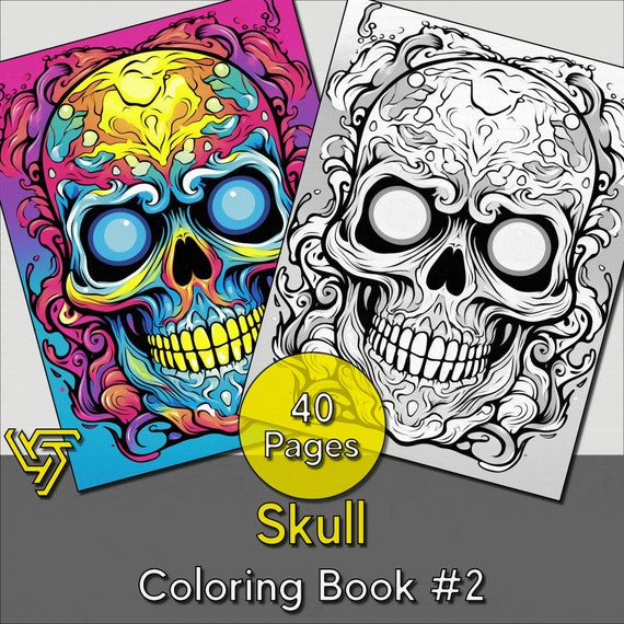 Skull Coloring Book Dreadful Skulls Horror, PDF Coloring Book