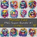 Monster Face PNG Clipart Bundle #1 | Instantly Download 60 Designs of ...