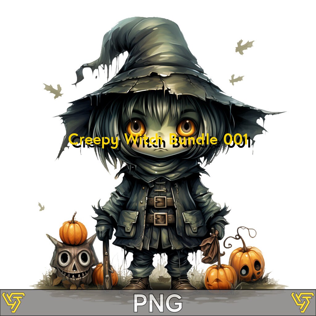 Creepy Halloween Witch PNG Bundle 001 With 4 Designs in the 300 DPI ...