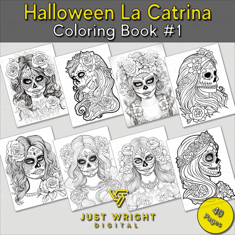 Halloween La Catrina Coloring Book | 40 Intricate Pages (digital ...