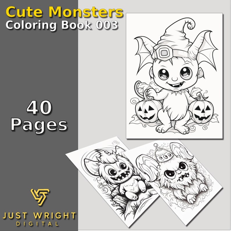 Cute Monster Halloween Coloring Book 003 - 40 Coloring Pages - Etsy