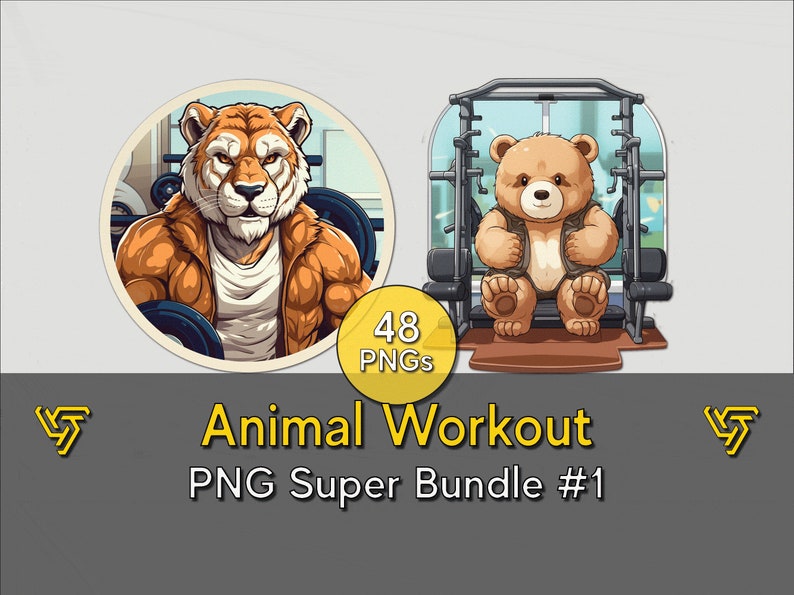 Animal Workout Clipart PNG Bundle – 48 High-resolution Designs - Etsy