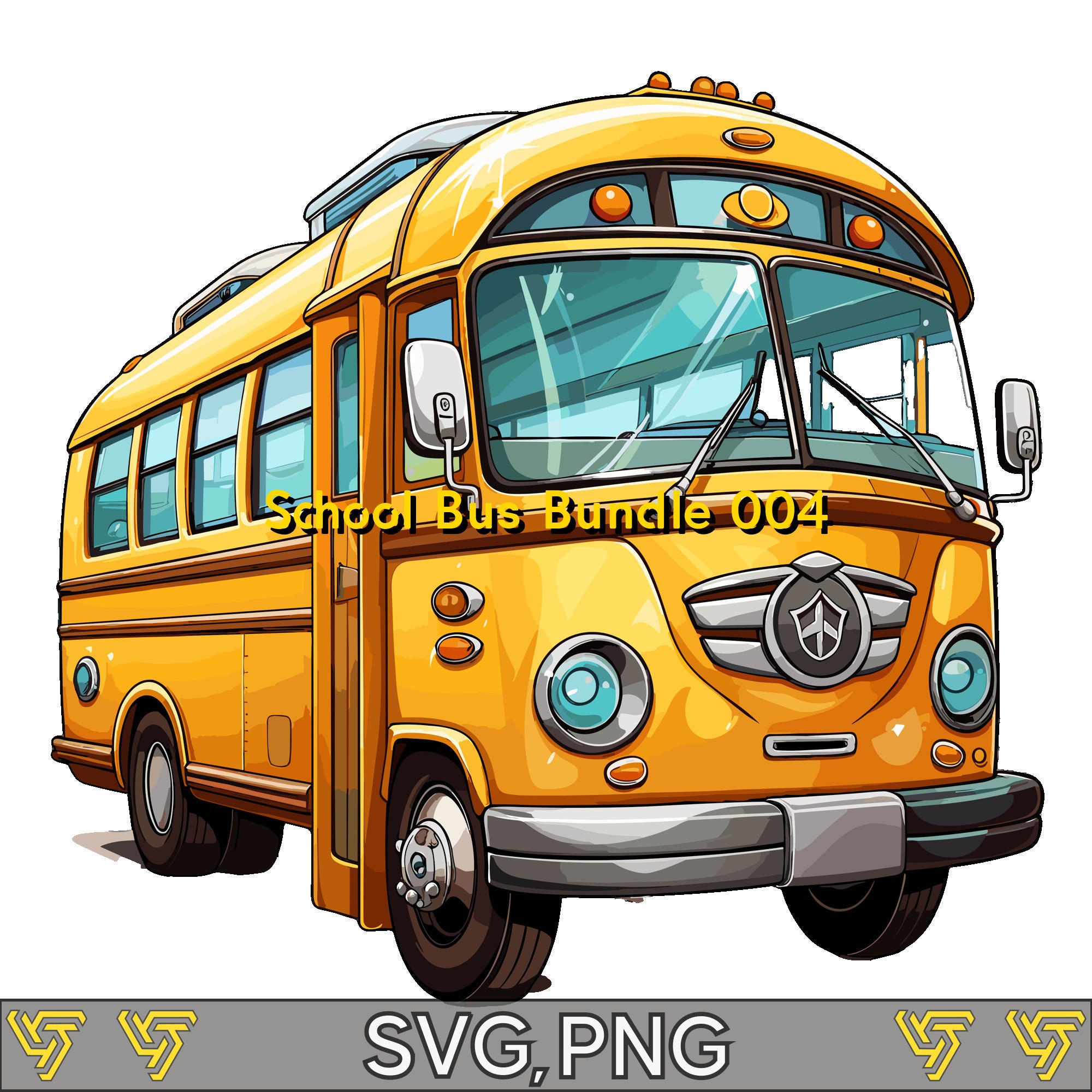 Colorful School Bus SVG Bundle 004 : 6 Designs Transparent Pngs for ...