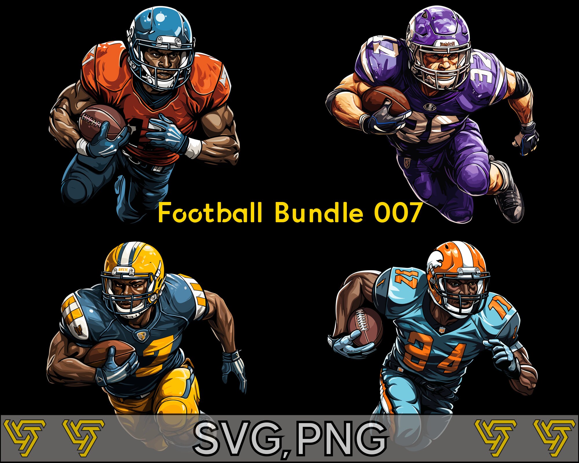 Football Clipart Bundle 007 | 8 Designs in Each Football SVG Bundle and ...
