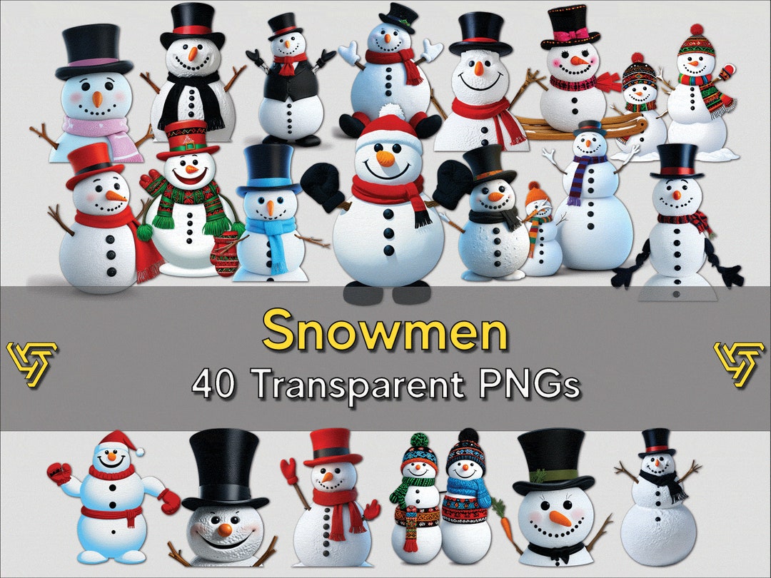 Snowmen PNG Clipart Bundle #2 - 40 High-resolution 300 DPI Transparent ...
