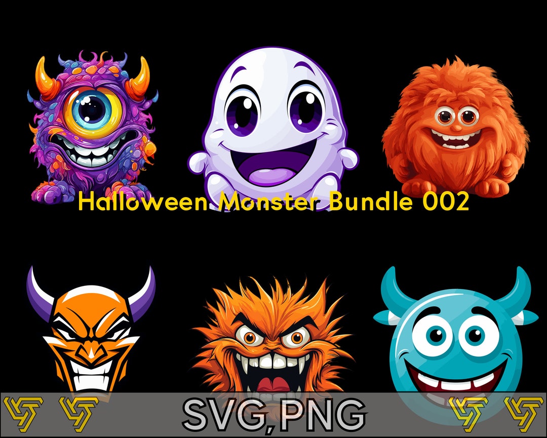 Halloween Monster Clipart Bundle 002 With 6 Designs in Our SVG Bundle ...