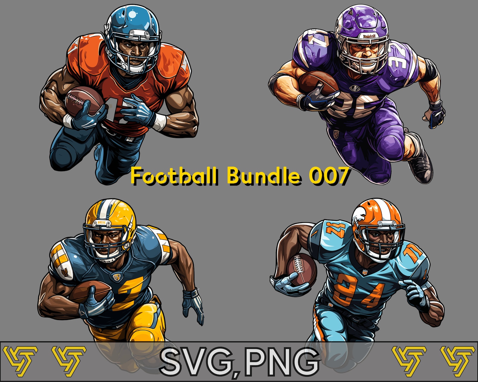 Football Clipart Bundle 007 | 8 Designs in Each Football SVG Bundle and ...