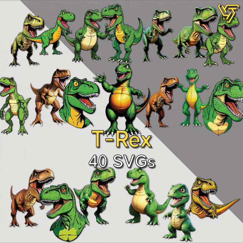 T-rex SVG Bundle #1 - 40 Clipart Designs Ready for Your Social Media ...